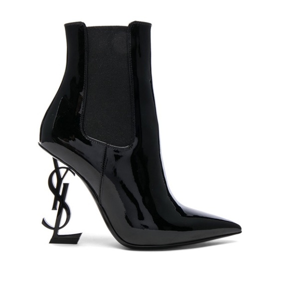 Yves Saint Laurent | Shoes | Ysl Patent Opium Monogramme Heeled Boots ...